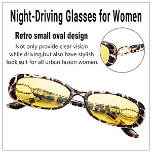 Berwke Night Driving Glasses for Women Anti Glare Polarized-Photochromic Night Vision Glasses Leopard