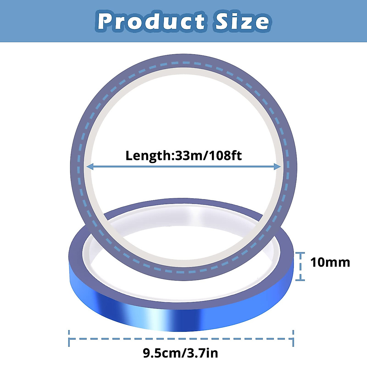 HTVRONT Blue Heat Tape - 10mm X 33m Heat Resistant Tape 2 Rolls Heat Tape, No Residue High Temperature Tape, High Adhesion Heat Tape for Sublimation, Heat Press, HTV Heat Transfer Tape