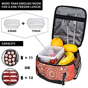 Rportable Lunch Bag For Women/Men Insulated,Round Mandala Design Yoga Meditation Cosmos Concepts Outline Ornam,Insulatedreusable Lunch Box For Office Work School Picnic BeachLeakproof Cooler Tote Bag