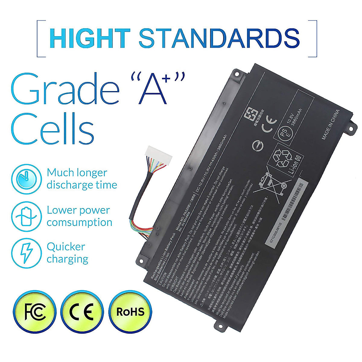 PA5208U-1BRS Battery for Toshiba Chromebook CB35-B3330 CB35-B3340 CB35-C3300 CB35-C3350 Satellite P55W P55W-C5200X P55W-C5314 P55W-C5316 P55W-C5204 P55W-C5208 E45W-C4200X L55W-C5278D L55W-C5259-1