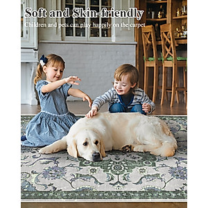 Roseek Door Mat 2x3 Rug, Small Boho Area Rug for Living Room, Machine Washable Kitchen Rugs Non-Slip, Entry Mat Indoor Low Pile Throw Floral Rugs Grey Carpet for Bedroom, Entryway, Hallways