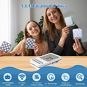 Electronic Game Chess,Electronic Chess Set,Kids Electronics Handheld Games,AI Kids Board Games Fidget Toys | 7 in 1 Fun Brain Games with Electronic Chess Board, Whac a mole,Memory Game,Huarong Road