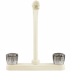 Dura Faucet DF-PK210S-BQ Hi-Rise RV Kitchen Sink Faucet with Smoked Acrylic Knobs (Bisque Parchment)