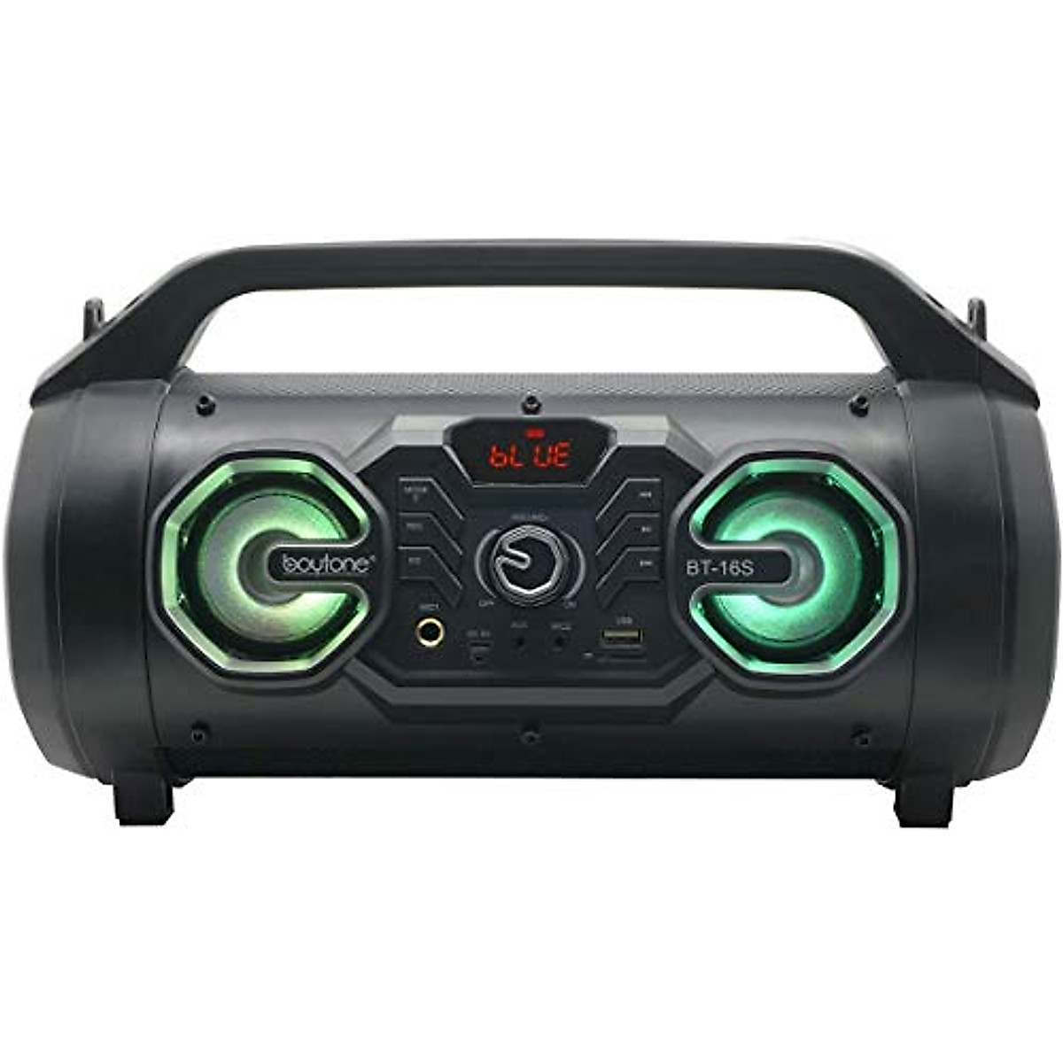 Boytone BT-16S Portable Bluetooth Boombox Speaker, Indoor/Outdoor, 25W, Loud Sound, Deeper Bass, EQ, 5" Subwoofer, 2 x 3 Tweeter, FM, 9H Playtime, USB, Micro SD, AUX, Microphone, Recording, LED Light