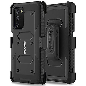 Covrware Aegis Series Case for Samsung Galaxy A03S, Full-Body Rugged Dual-Layer Shockproof Protective Swivel Belt-Clip Holster Cover with Built-in Screen Protector, Kickstand, Black