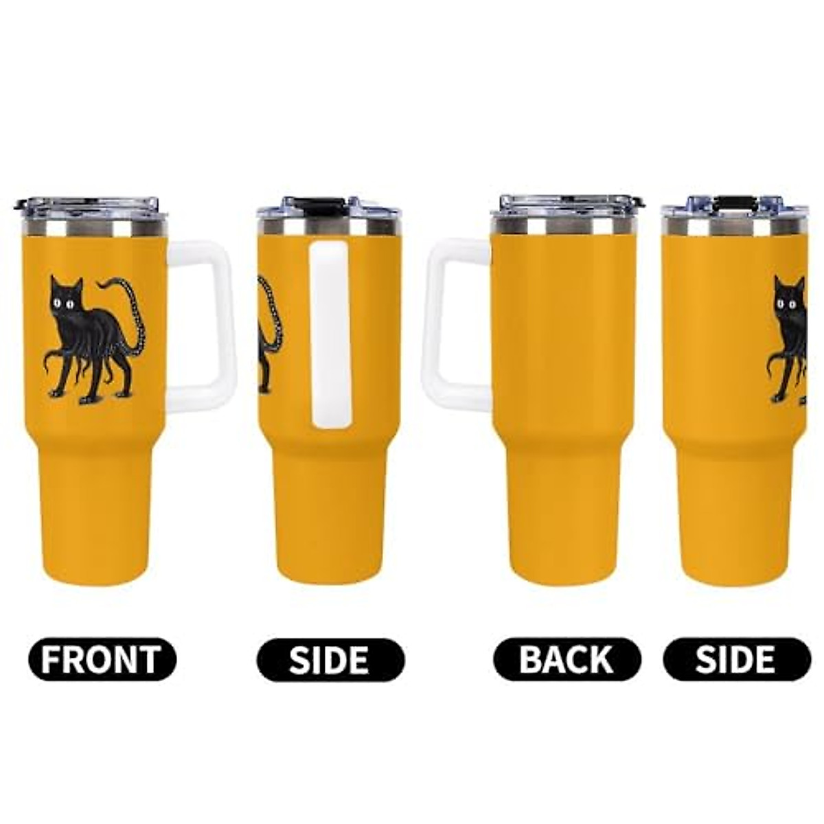 Black Cat with Octopus Tentacles Insulated Tumblers with Handle Stainless Steel Coffee Mug Funny Travel Cup with Lid Straw 40oz