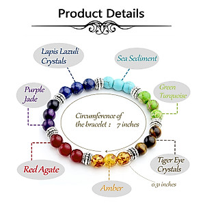 Top Plaza 7 Chakra Reiki Healing Crystals Yoga Balance Irregular Shape Polished Tumbled Palm Stones W/ 7 Chakra Healing Crystal Bracelet (7 Chakra Bracelet Without Charm)