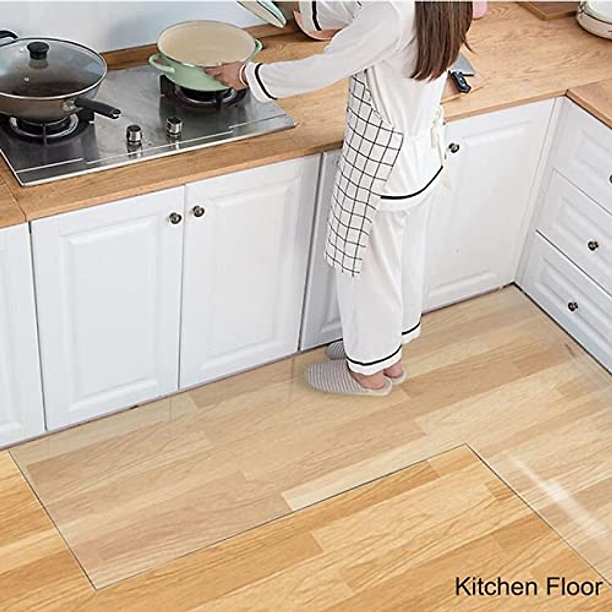 Clear PVC Desk Chair Mat 2mm Office Chair Mat for Hardwood Floor, Clear Vinyl Plastic Floor Runner Protector, Transparent Plastic Non-Skid Waterproof Rug Runner, Can Be Cut,60/80/100/120/140/160cm wi