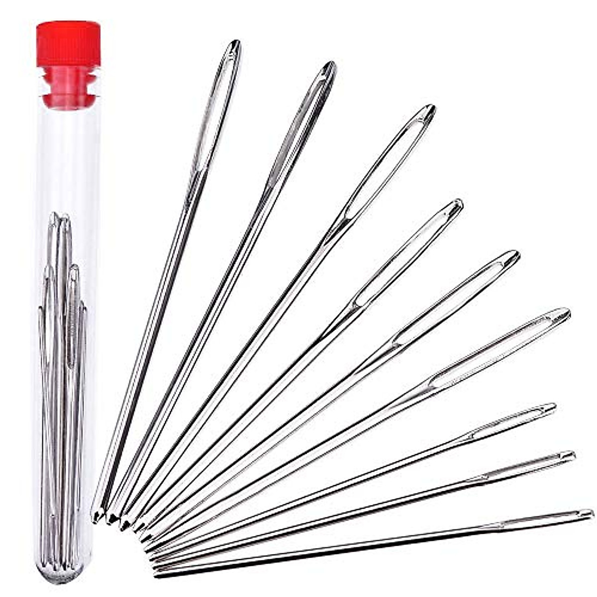 WooCrafts Large-Eye Blunt Needles Yarn Knitting Plus Crochet Hooks Set with Case,Ergonomic Handle Crochet Hooks Needles for Arthritic Hands.Best Gift!