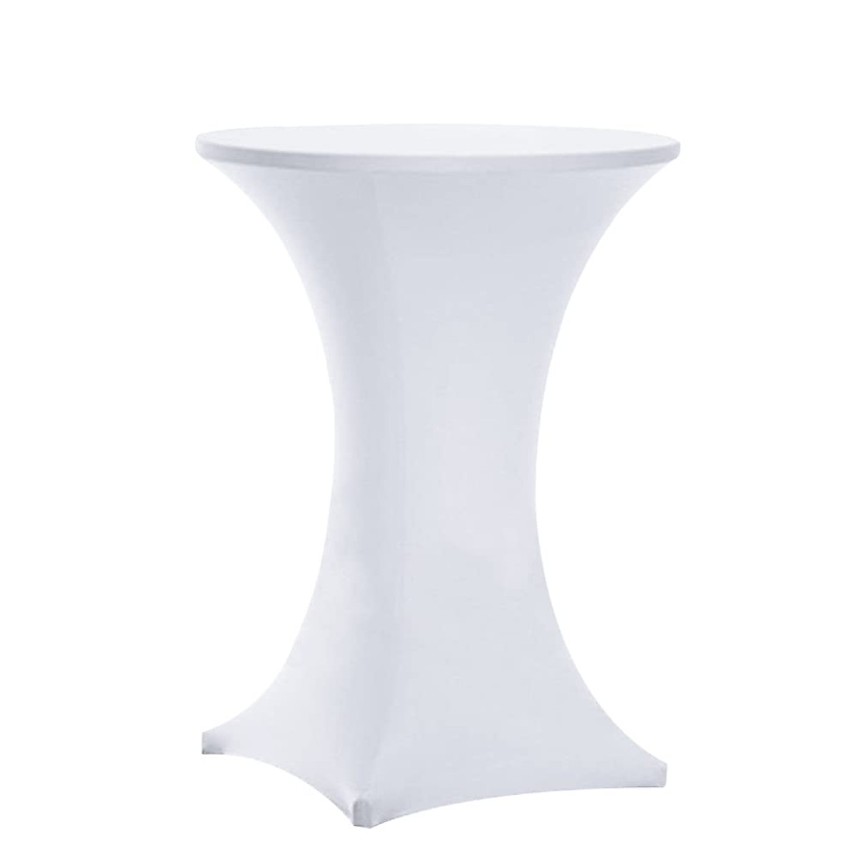 Tina 32x43 Inch Highboy Spandex Cocktail Table Covers White, Cocktail Table Spandex Covers, Fitted Stretch Cocktail Table Tablecloth for Round Tables