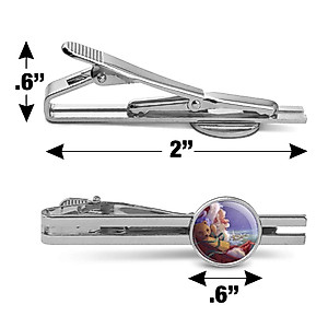 GRAPHICS & MORE Christmas Holiday Santa Claus Night Sleigh Ride Round Tie Bar Clip Clasp Tack Silver Color Plated