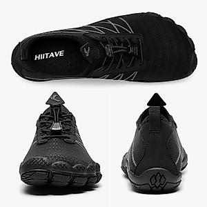 HIITAVE Women Water Shoes Quick Dry Barefoot Aqua Shoes for Beach Swim Pool Kayaking River Surfing Black Size 11 Women M US