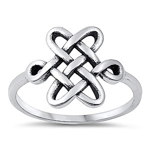 Unique Interlocking Celtic Cross Ring New .925 Sterling Silver Band Size 6