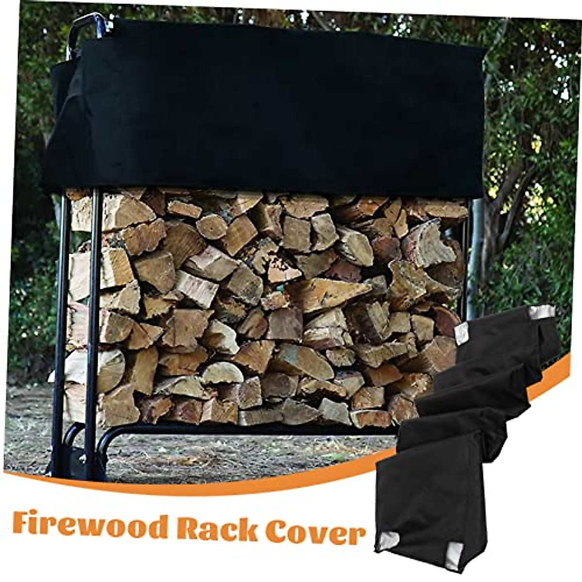 CLISPEED 3pcs Household Rack Protection Fire Fireplace Stand Cover Duty Black Sun Pit Holder Garden Cloth Rain Heavy Firewood Hoop Oxford Furniture Protector Covering Storage Outdoor