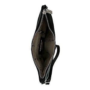 Pierre Cardin Black Leather Small Slouchy Fashion Pouch Clutch for womens