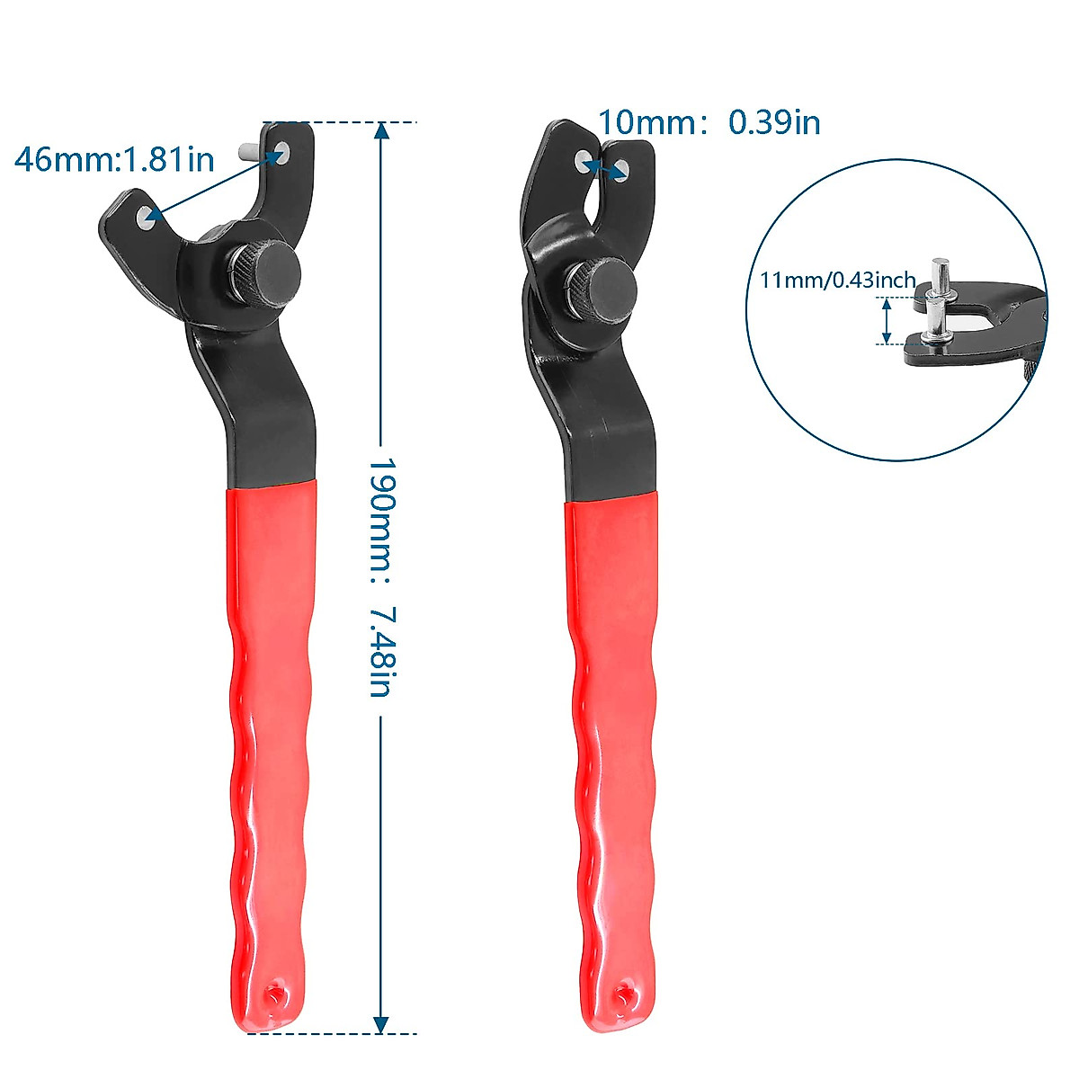 Bokwin Grinder Wrench Universal Adjustable Pin Wrench Red Lock-nut Wrench for Angle Grinder Machine (10-40mm)
