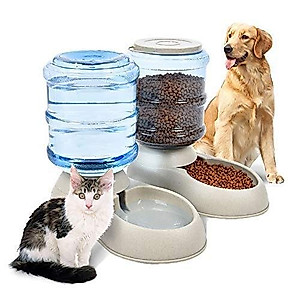 Pet automatic waterers set pet water supply + feeder 3.75L water supply machine Feeding unit peace of mind requires no power supply of large capacity PET bottle cat dog automatic waterers automatic li
