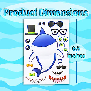 Edgewood Toys 24 Make A Shark Stickers For Kids - Great For Birthday Party Favors, Decorations, & Prizes - Let Your Kids Get Creative & Design Their Favorite Shark Stickers – Fun Kids Craft Activity