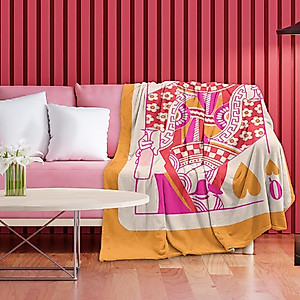 Orange Queen of Hearts Blanket,Soft Fleece Flannel Lightweight Blanket,Cozy Warm Throw Blanket Girl's Room Sofa Decor Preppy Trendy Gifts Blanket All Seasons 40x50 inch,Gift for Her