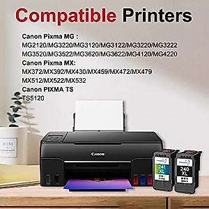 240XL 241XL Combo Pack Ink cartridges for Canon PG-240XL CL-241XL for Canon TS5120 MG3620 mg3600 mg3520 TS5120 TS5100 mg3222 mx472 mx470(1 Black, 1 Tri-Color)