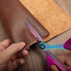 Sharp Sewing Scissors, Professional Heavy Duty Titanium Coating Forged Stainless Steel Multi-Purpose Shears for Fabric Leather, Dressmaking, Tailoring, Quilting, Home & Office, Art & School, 8 inch