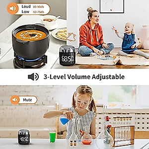 MeesMeek Digital Kitchen Timer,Countdown Countup Timer with Large LED Display Volume Adjustment,Timer for Cooking, Classroom Time for Kids and Teachers. (Light Grey)