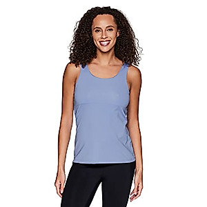 RBX Women's Tank Top with Built in Shelf Bra Low Support Bra Top Cami Strappy Periwinkle M