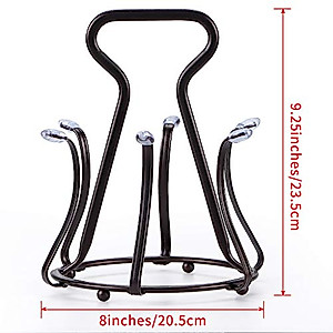 Skelang 2-Pack Cup Drying Rack, Cup Drying Stand with 6 Silicone Protective Hooks, Metal Cup Mug Organizer, Countertop Cup Holder for Bottle, Glass, Mug (Black Coffee)