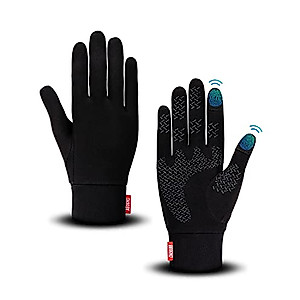 Aegend Running Gloves Women Men Touch Screen Cycling Sports Mittens Liners Warm Gloves, Black, Medium