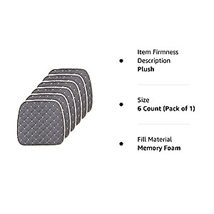 HJSQ Cushion Memory Foam Pads with Ties for Dining Chairs,Non Slip Kitchen Dining Chair Pad and Seat Cushion 6Pack (Grey 2, 6)