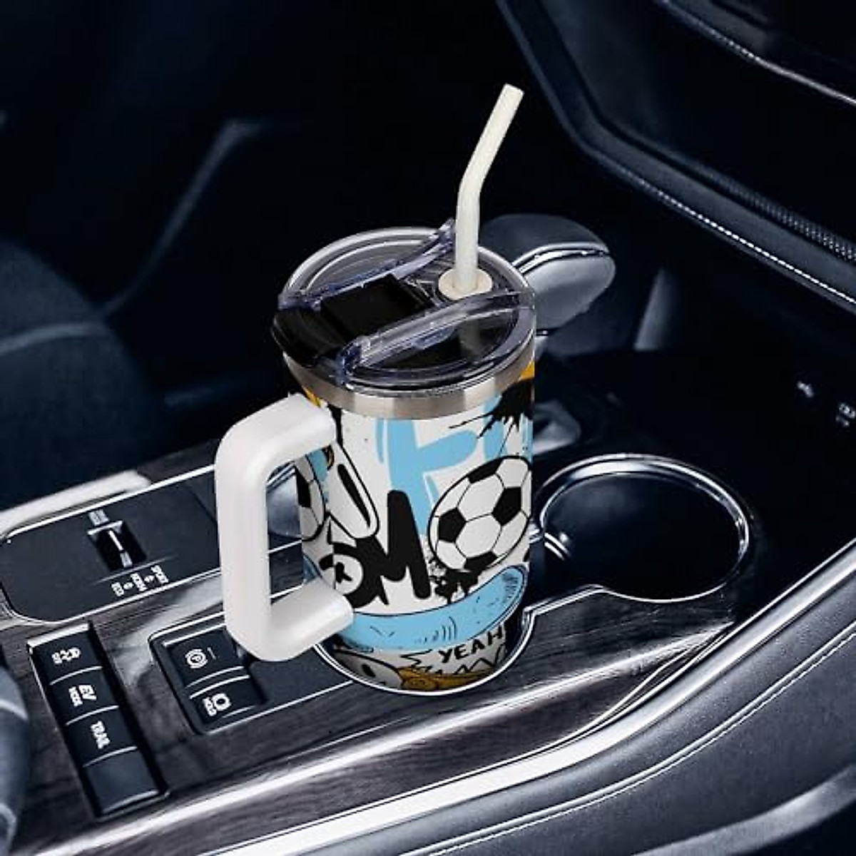 Niapessel Leak Proof Tumbler, Insulated Water Bottles with Straw, Skateboards And Graffiti Words Insulated Cup with Handle 40 Oz Stainless Steel Flask for School, Travel, Car, Sports, Work