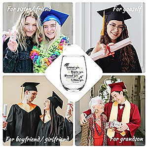 Futtumy Graduation Gifts for Her, Behind You All Your Memories Before You All Your Dreams Stemless Wine Glass, 2023 Graduation Gifts for College and High School Graduates, Cool Graduation Gift, 17oz