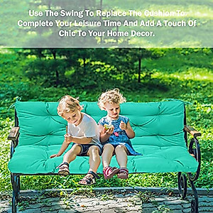 Swing Replacement Cushions with Backrest, 2-3 Seater Waterproof Bench Pad Cushions, Thicken 4" Outdoor Swing Cushions, for Garden Patio Furniture Loveseat Bench Cushions ( lake blue 47x40 inch)