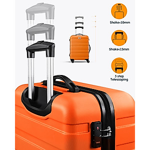 Suitour Luggage 3 Piece Sets Hard Shell Luggage Set with Spinner Wheels, TSA Lock, 20 24 28 inch Travel Suitcase Sets, Orange