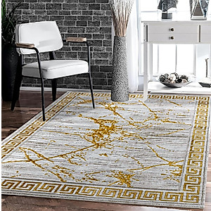 GLORY RUGS Area Rugs Marble 5X7 Cream Gold Carpet Modern Abstract Rug Living Room Dining Bedroom Rug