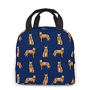 SHENGBAO Insulated Lunch Bags Australian Cattle Red Heeler Simple Dog Breed Navy Water-Resistant Thermal Lunch Box For Work, one size