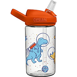 Eddy+ Kids BPA-Free Water Bottle with Straw, 14oz, Space Dinos