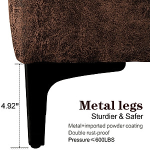 ovios 97.6" L-Shaped Sofa Couch with Convertible Chaise, Minimalist Reversible Sectional Sofa with Deep Seat, Comfy Mid-Century Modern Suede Leather Couches for Living Room, Dark Brown