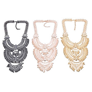 Ufraky Vintage Multilayer Ethnic Tribal Statement Choker Necklace Bohemian Indian Turkish Jewelry for Women (Gold)