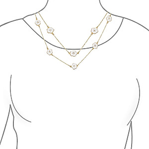 Bling Jewelry Fashion Cream Off White Enamel Flower Long Wrap Layer Gold Plated Crystal Accent Station Chain Wrap Layer Clover Necklace For Women 36 Inch