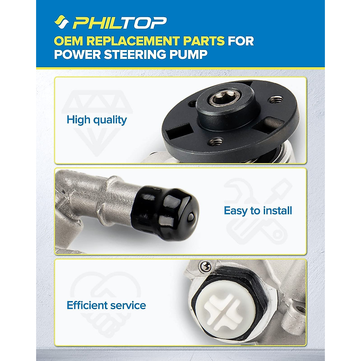 PHILTOP 21-147 Power Steering Pump Fit For 2007-2013 328i, 2006-2010 325i, 2008-2013 128i, 2007-2008 328xi, 2006 330i; 325xi Power Steering Pump