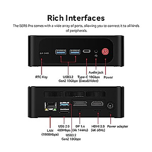 Beelink SER5 Mini PC, AMD Ryzen 7 5700U(up to 4.3GHz) 8C/16T, Mini Computer 32GB DDR4 RAM 1TB NVMe SSD, Mini Desktop Computer 4K 60Hz Triple Screen Display HDMI&DP&USB-C WiFi6 BT5.2 WOL 35W HTPC