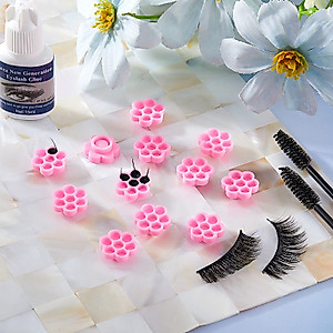 200 Pieces Flower Shape Glue Cup Lash Glue Holder Eyelash Extension Flower Pallet Grafting Eyelash Cup False for Women Girls Extension Supply