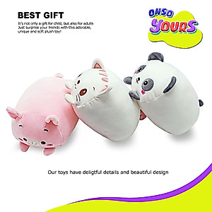 Onsoyours Plush Toys Set, 2Pcs Stuffed Animals with Black Cat and White Cat, Creative Decoration Cuddly Plush Pillows 8.5" for Kids Girls Boys (Green)