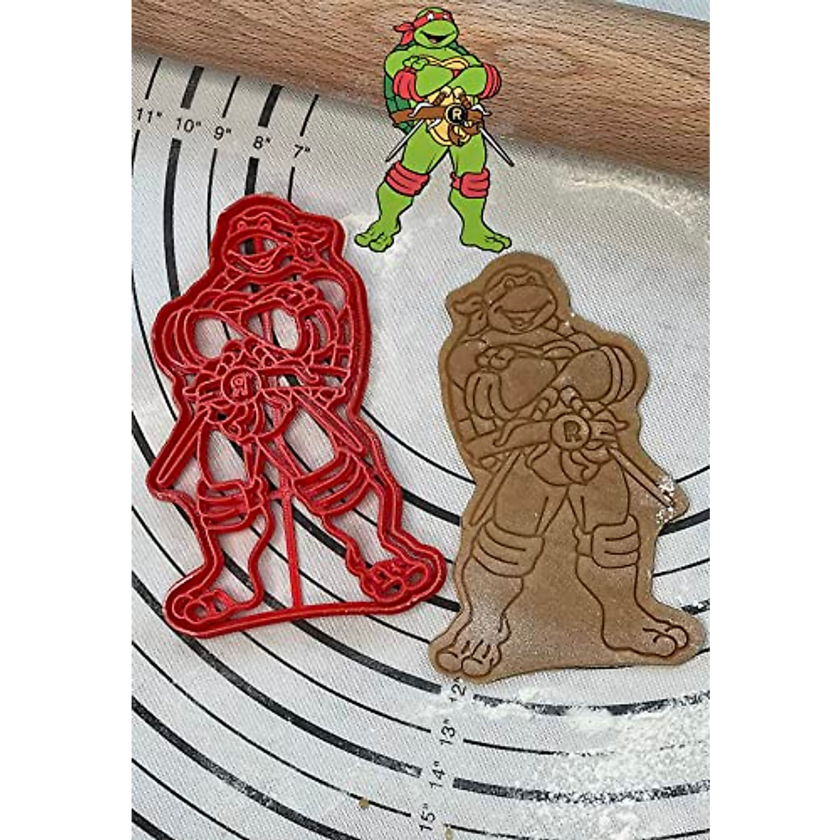 Premium Quality Ninja Turtle Raphael 6” Cookie Cutter and Mold Produced by 3D Kitchen Art