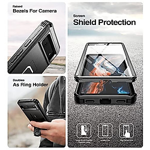 Dexnor Full Body Case for Google Pixel 6A, [Built in Screen Protector and Kickstand] Heavy Duty Military Grade Protection Shockproof Protective Cover for Google Pixel 6A, Black