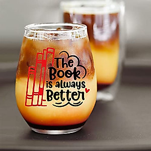 DYJYBMY The Book is Always Better Wxxx Glass, Funny Book Club Gifts for Reader Lovers, Librarian,Teacher, Nerd Gift Idea, Nerd Christmas Gift, Inspirational Birthday Gifts for Friends