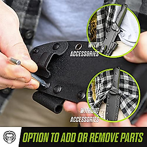 Survival Camping Knife | Fixed Blade Hunting Knife W Sheath | Gift Set For Him Knife with Fire Starter, G10 Scraper & Paracord | Bushcraft Outdoor Knife |Full Tang Tactical Survival Knife Kit (Black and Green G10 Liner)