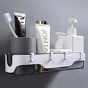 Potenco Shower Caddy Shelf Organizer Storage 2 Pack, Wall Adhesive Shower Holder for Shampoo No Drilling, Rustproof Storage Rack Shower Shelf Suction Removable for Bathroom Kitchen Bedroom