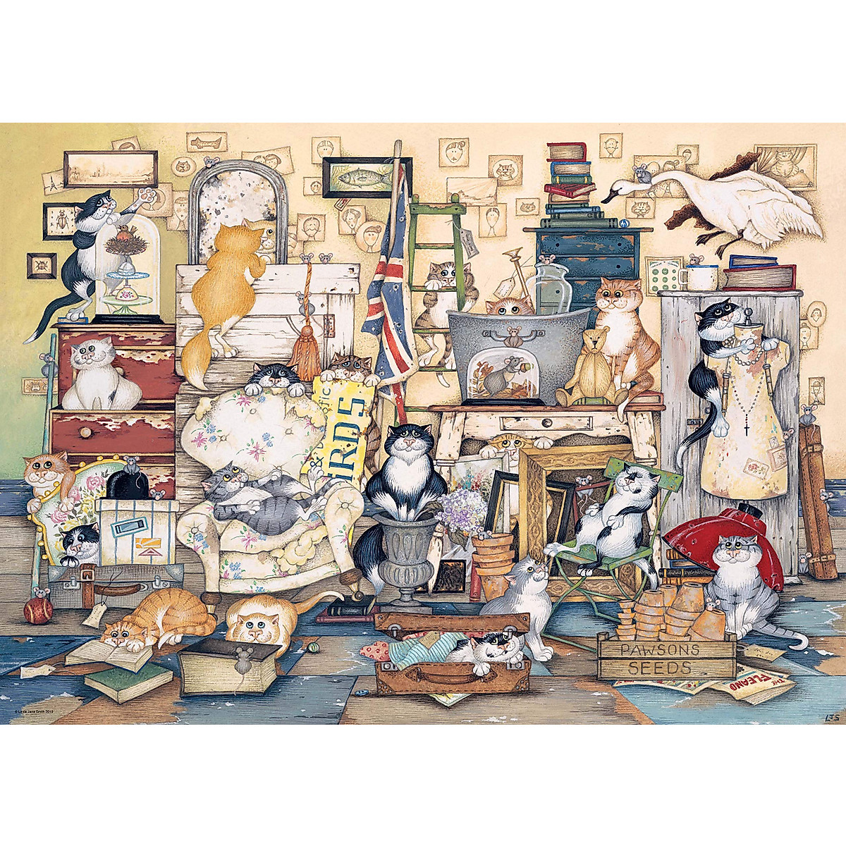 Ravensburger Crazy Cats Vintage No.8 - Go Salvage Hunting 1000pc Jigsaw Puzzle